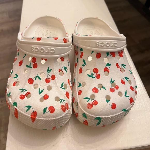CROCS | Shoes | Crocs Kids Cherry Pattern Clogs White And Red | Poshmark